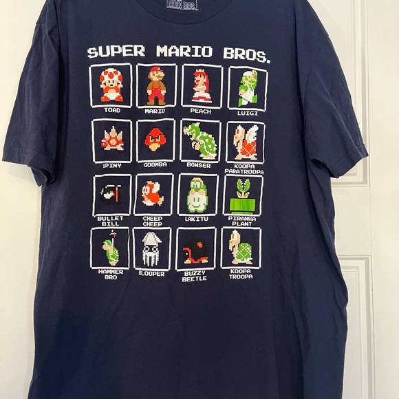 Nintendo | Shirts | Nintendo Super Mario Bros Navy Tee Xl | Poshmark